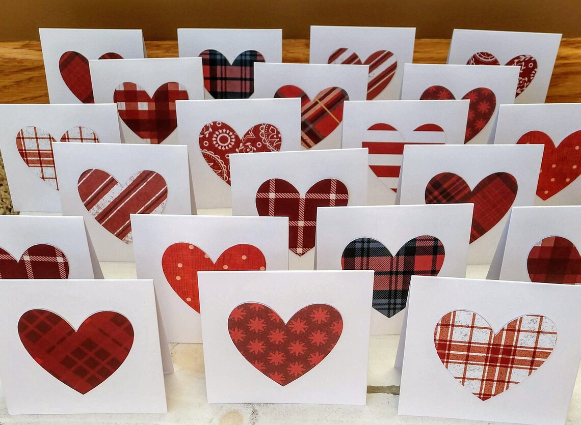Mini Heart Note Cards: Patterned Love Notes, Set of 10 - Etsy
