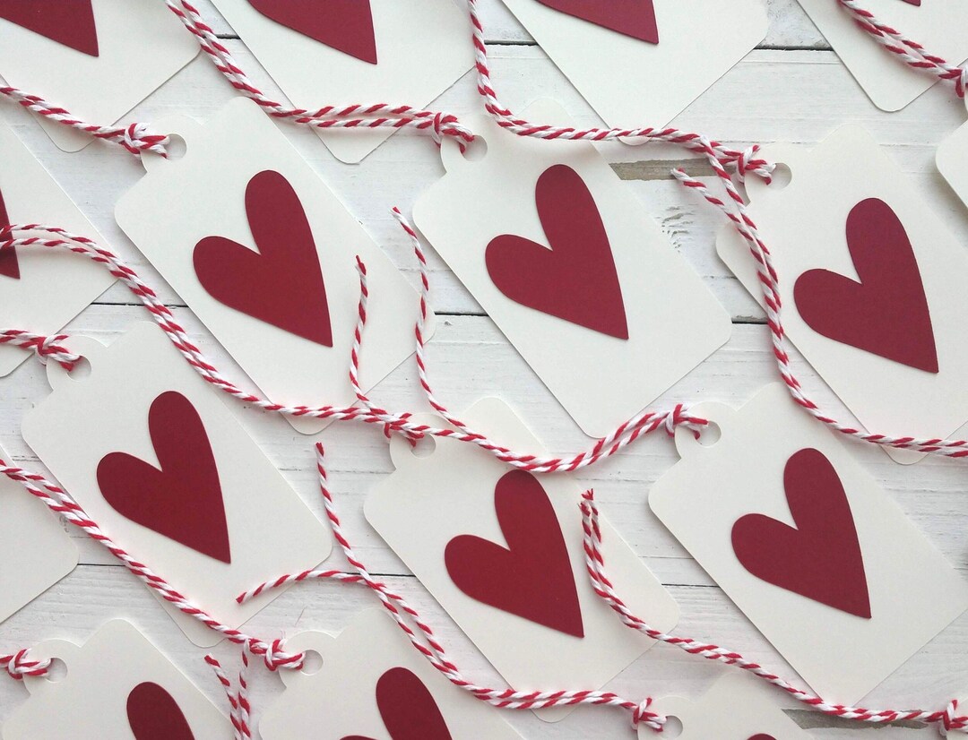 Rustic Red Heart Gift Tag Set: Wedding Favor, Party Tag - Etsy