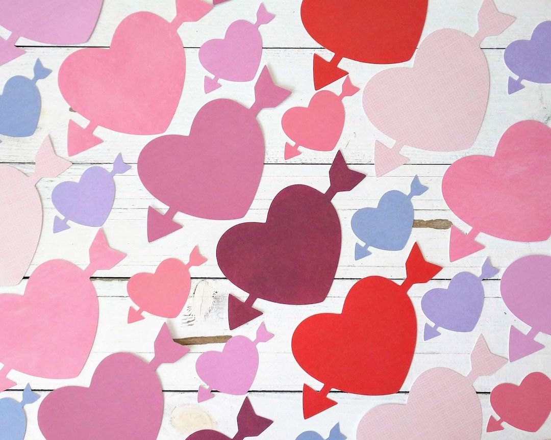 30 Pink & Purple Cupid Heart Die Cuts for Valentine's Day, Bulletin ...