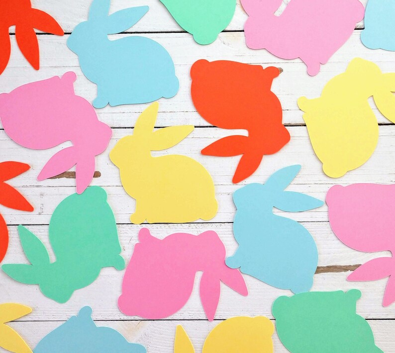 10 Colorful Sitting Easter Bunny Die Cuts Bunny Punch Some - Etsy