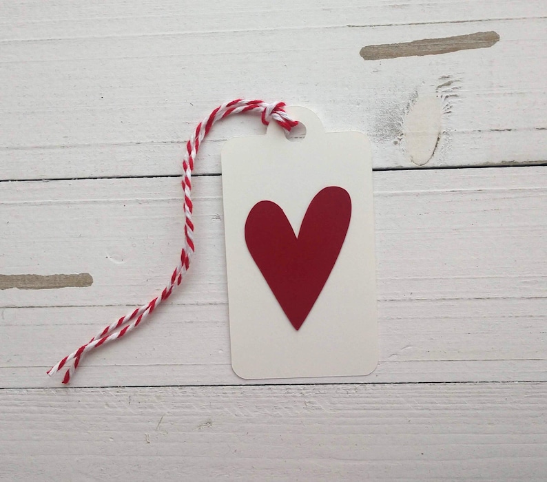 Rustic Red Heart Gift Tag Set: Wedding Favor, Party Tag - Etsy