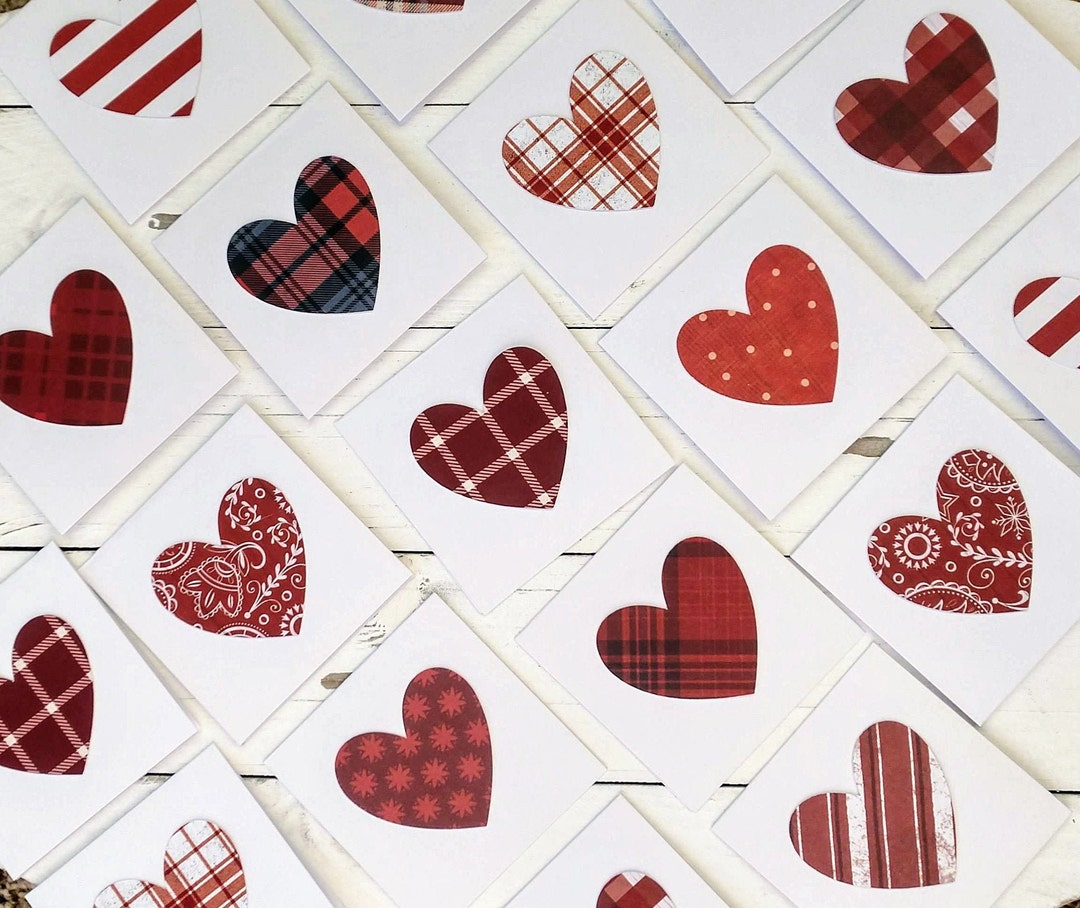 Mini Heart Note Cards: Patterned Love Notes, Set of 10 - Etsy
