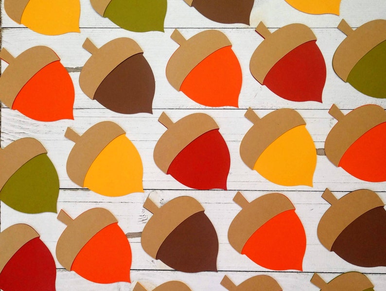 10 Fall Colored Acorn Die Cuts Autumn Acorn Cutouts for - Etsy