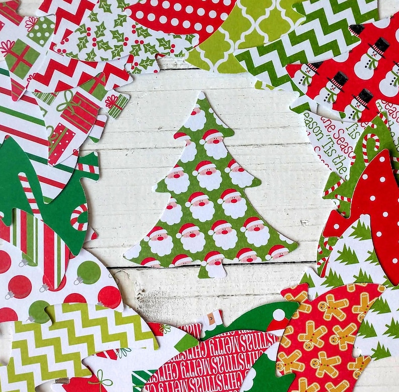 30 Bright & Colorful Christmas Tree Die Cuts 2.5 - Etsy