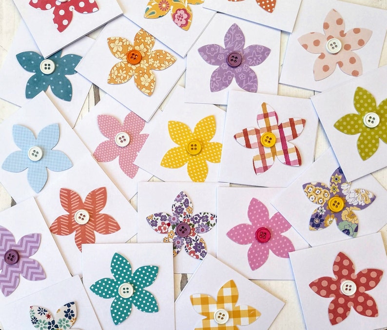 Mini Flower Note Card Floral Note Card Note Card Enclosure | Etsy