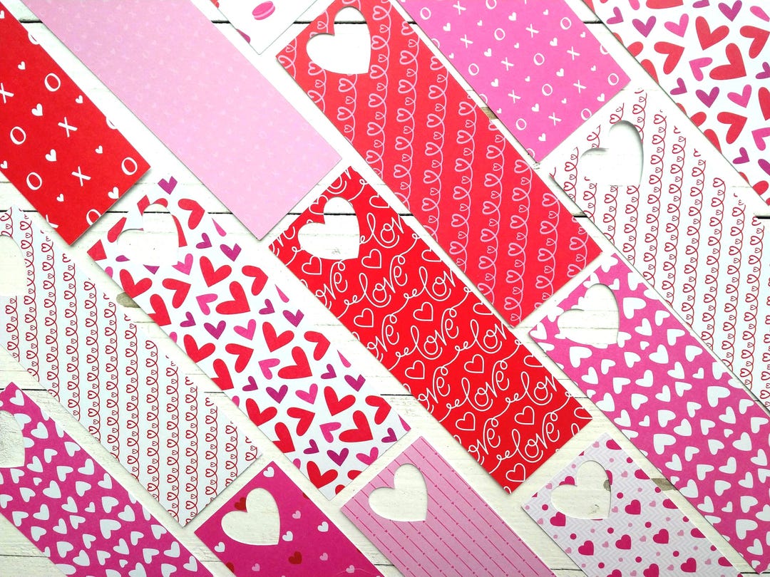Heart Bookmarks: Patterned Cardstock, Set of 10 - Etsy