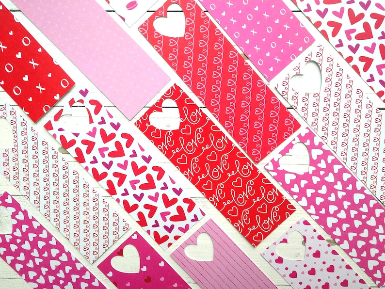 Heart Bookmarks: Patterned Cardstock, Set of 10 - Etsy