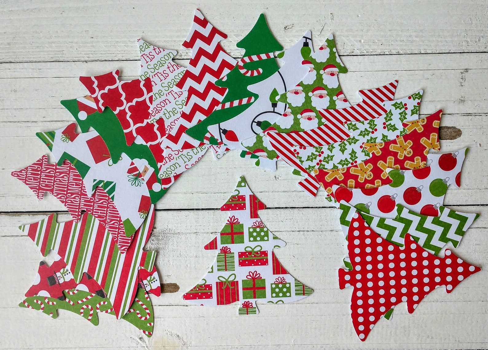 30 Bright & Colorful Christmas Tree Die Cuts 2.5 - Etsy