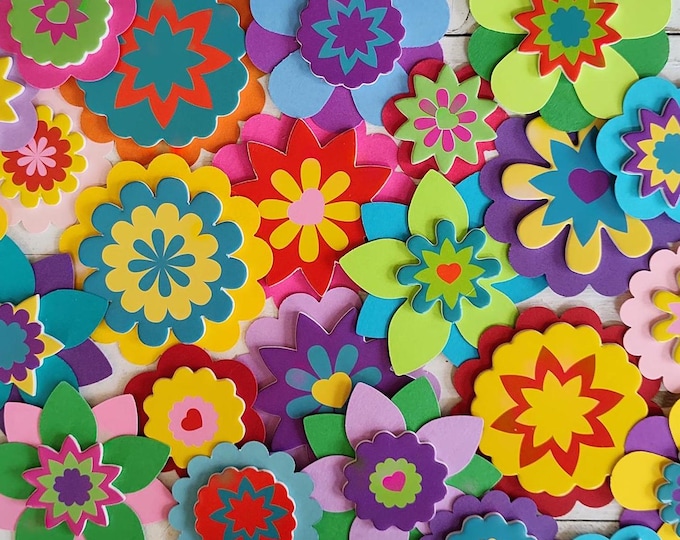 Colorful Flower Embellishments, Junk Journal, Journal Accessories, Card ...