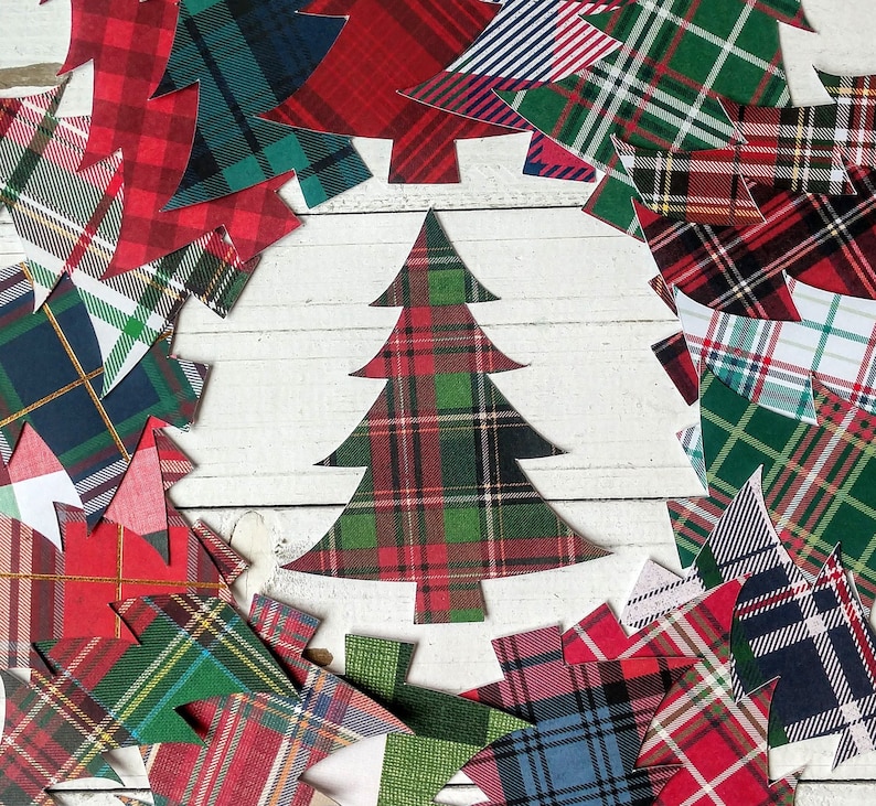 30 Bright & Colorful Christmas Tree Die Cuts 2.5 - Etsy