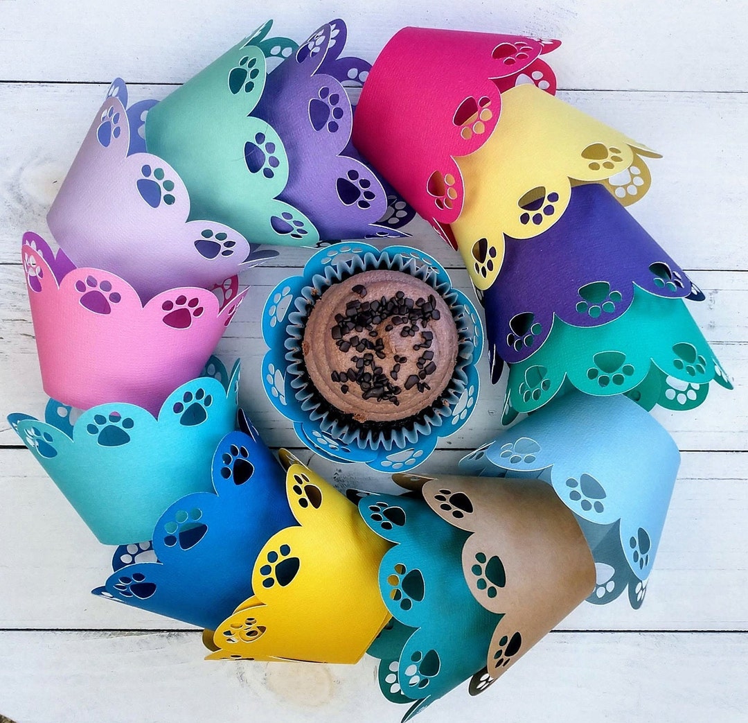 Dog Paw Print Cupcake Sleeves: Pet Party Decor, Set of 6 - Etsy