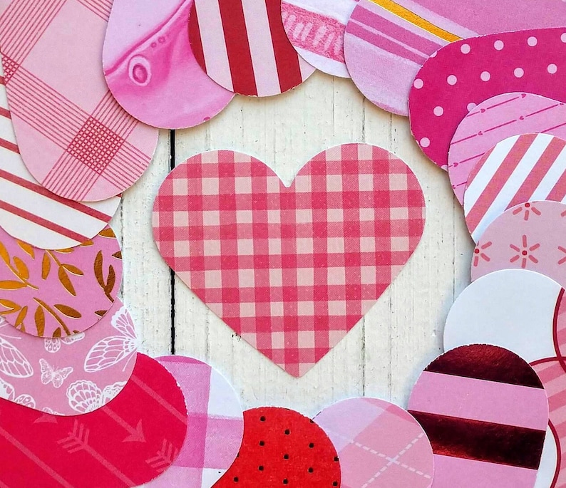Pink Patterned Heart Cutouts: Craft Projects, Card Making, Scrapbook ...