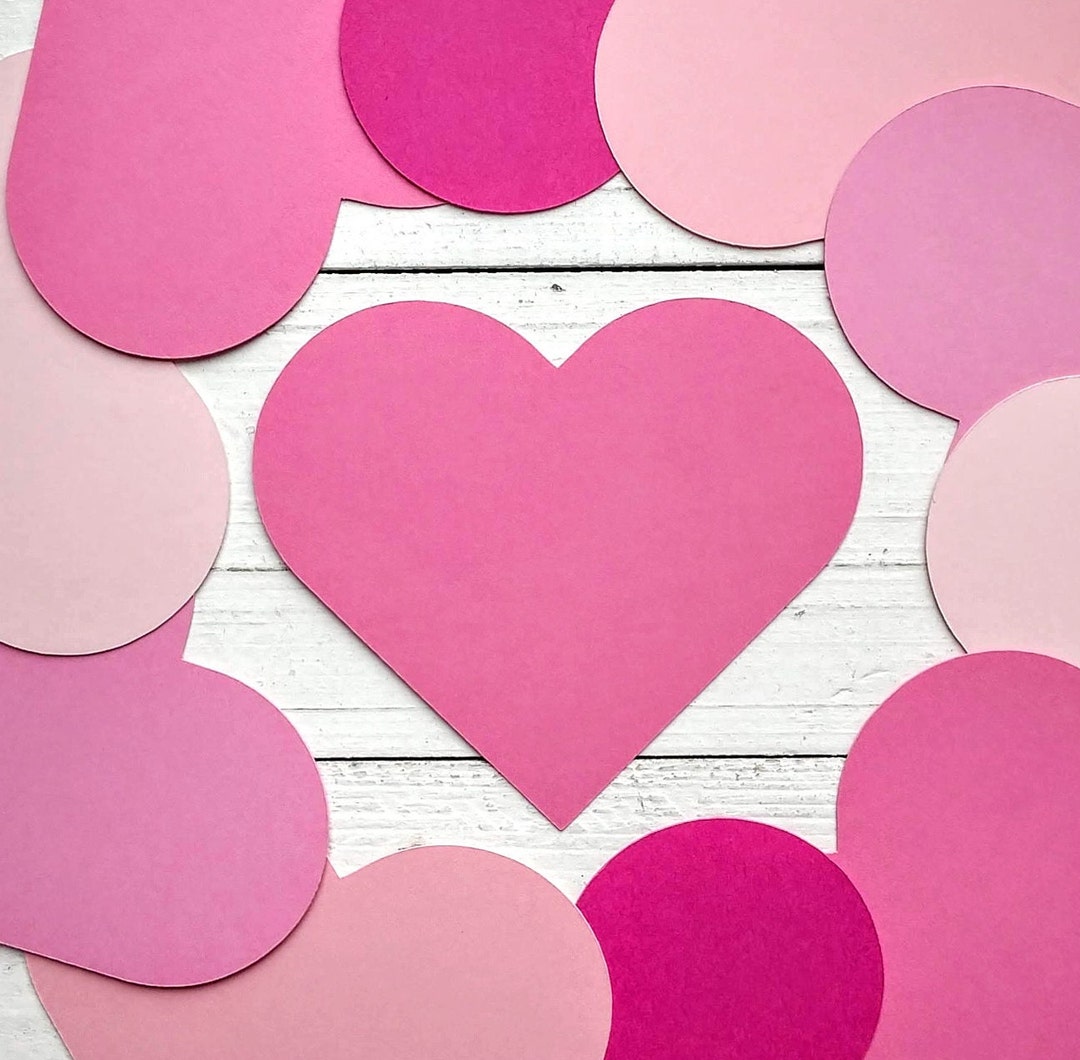 50 3" Shades of Pink Heart Die Cuts, Heart Cutouts for Banners ...