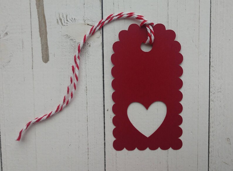 Red Heart Gift Tags: Valentine's Day, Wedding Favors, Set of 10 - Etsy