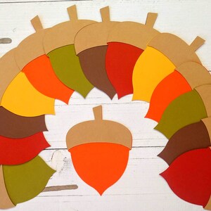 10 Fall Colored Acorn Die Cuts, Autumn Acorn Cutouts for Banners ...