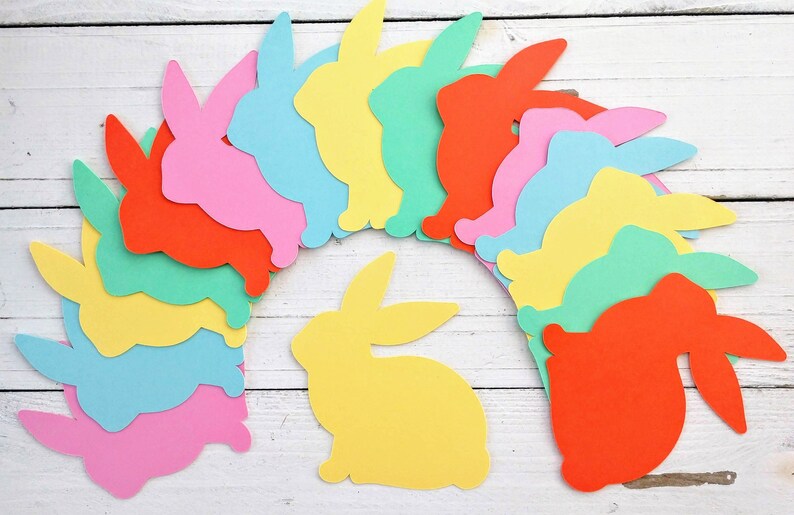 10 Colorful Sitting Easter Bunny Die Cuts Bunny Punch Some - Etsy
