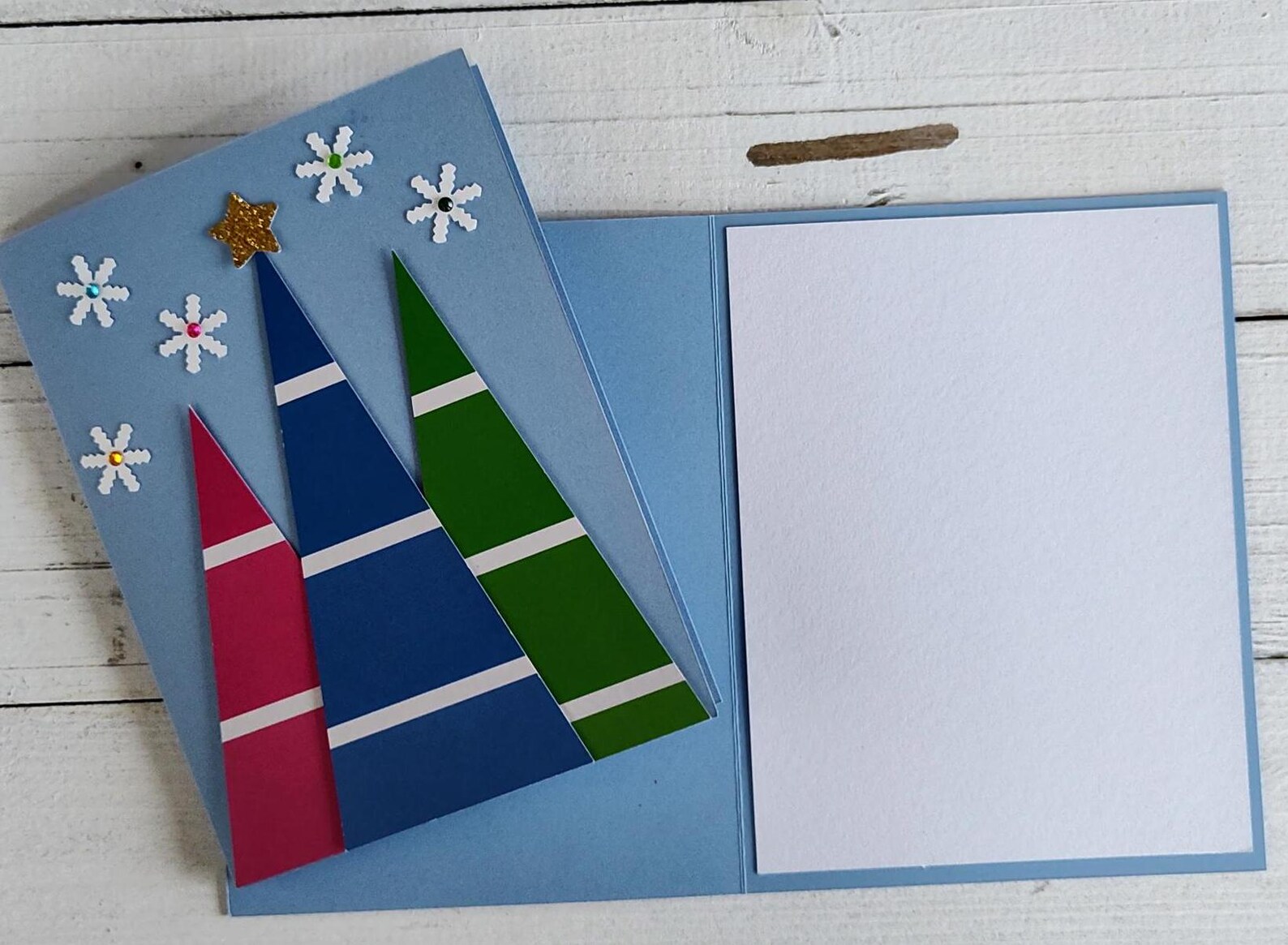 Paint Chip Christmas Tree Cards: Modern Holiday Note Cards, Set of 5 - Etsy
