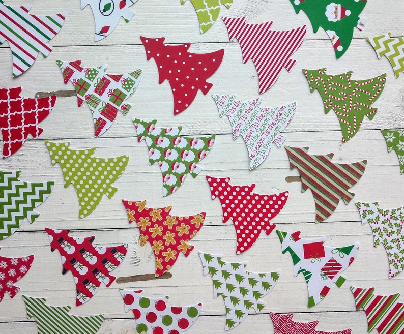 30 Bright & Colorful Christmas Tree Die Cuts 2.5 - Etsy