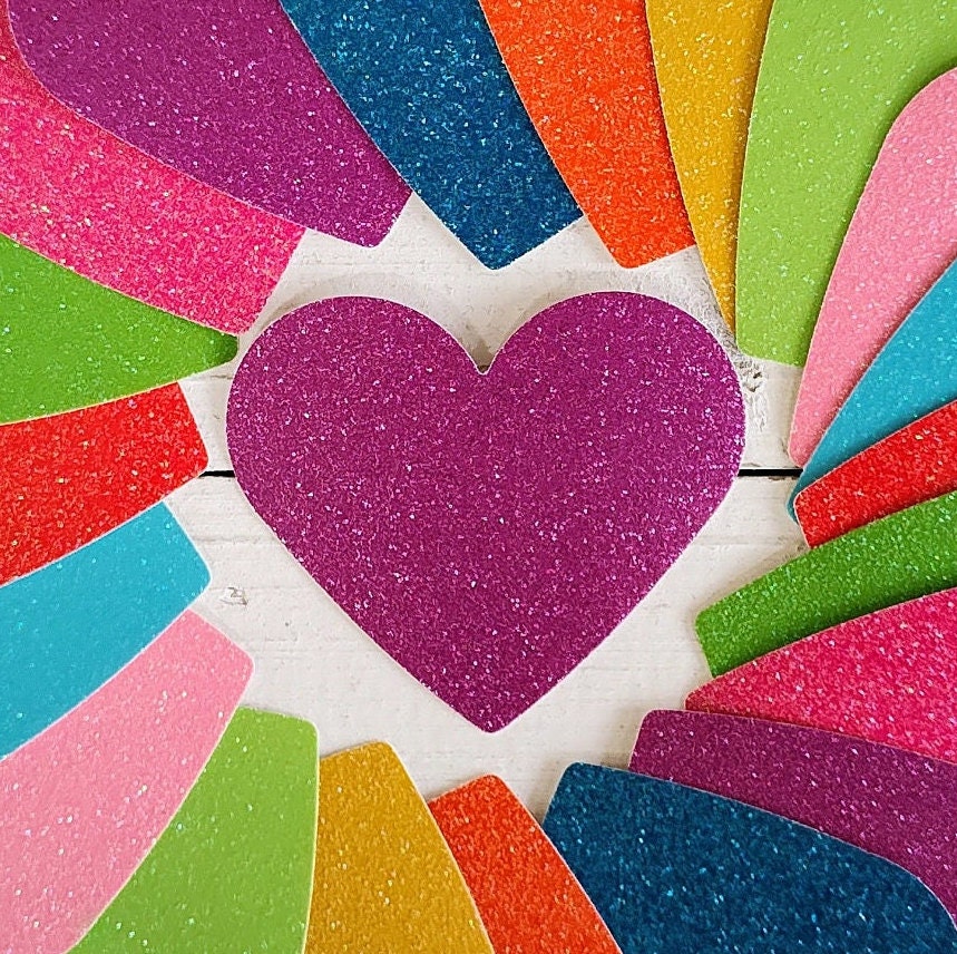 Colorful Glitter Heart Cutouts: Table Scatter, Craft Projects, Card ...
