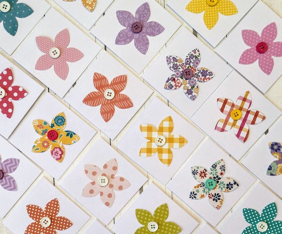 Mini Flower Note Card Floral Note Card Note Card Enclosure | Etsy