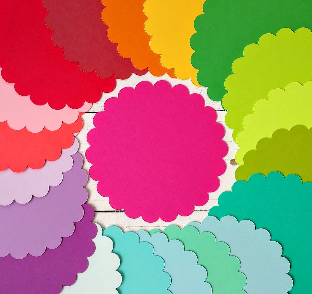 Bright Cardstock Scalloped Circles: Journal Cards, Embellishments ...