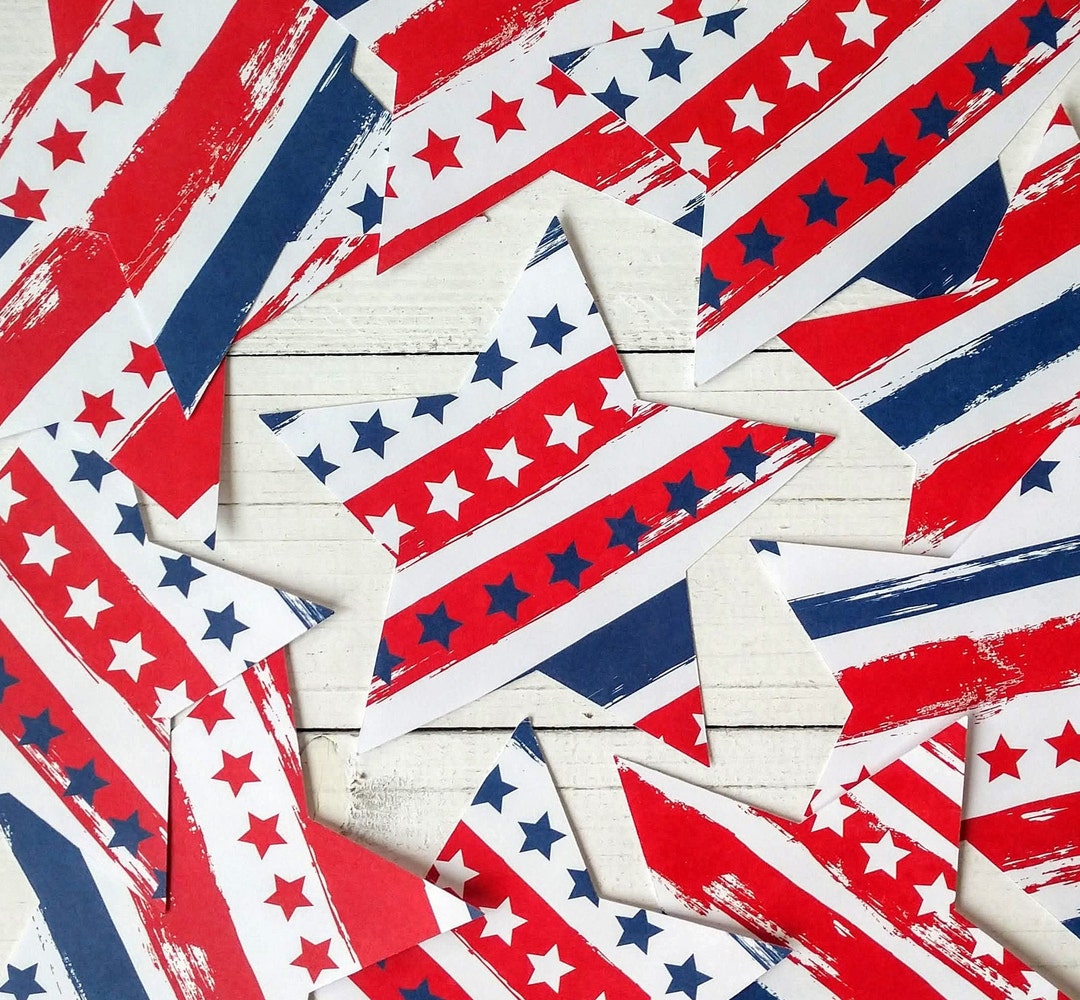 10 Star & Stripes Pattern Star Die Cuts, Cutouts, Decor, Banner ...