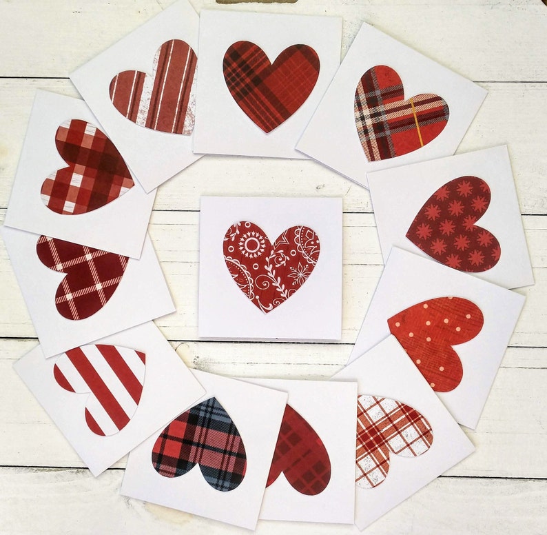 Mini Heart Note Cards: Patterned Love Notes, Set of 10 - Etsy