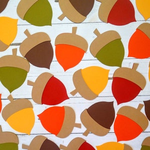 10 Fall Colored Acorn Die Cuts, Autumn Acorn Cutouts for Banners ...