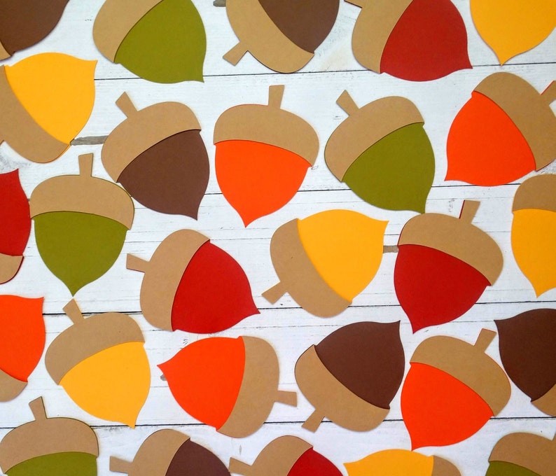 10 Fall Colored Acorn Die Cuts Autumn Acorn Cutouts for - Etsy