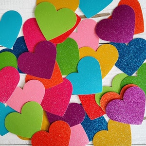 Colorful Glitter Heart Cutouts: Table Scatter, Craft Projects, Card ...