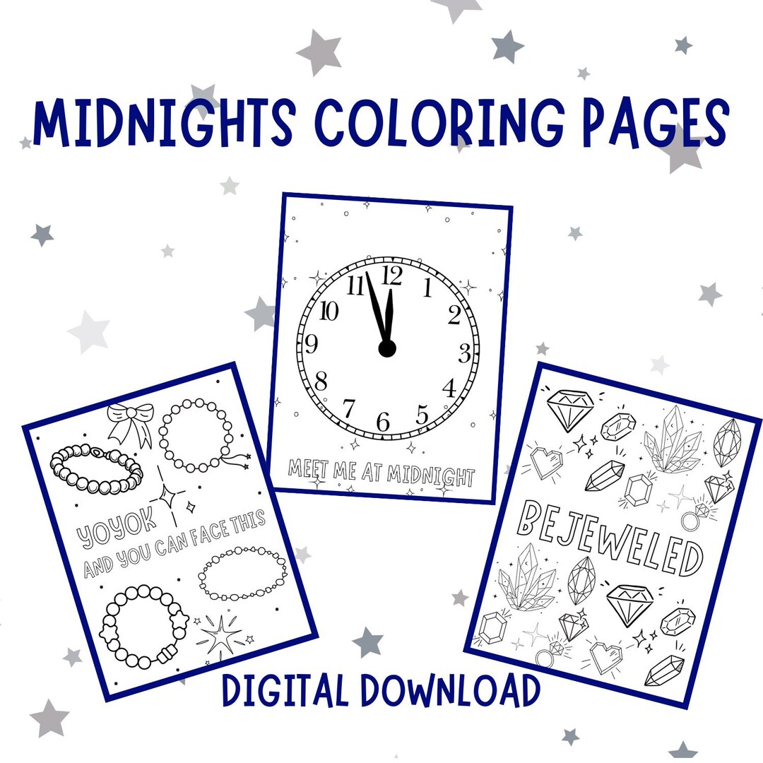 Taylor Swift Midnights Album Coloring Pages, Printable Digital Art, Fan ...