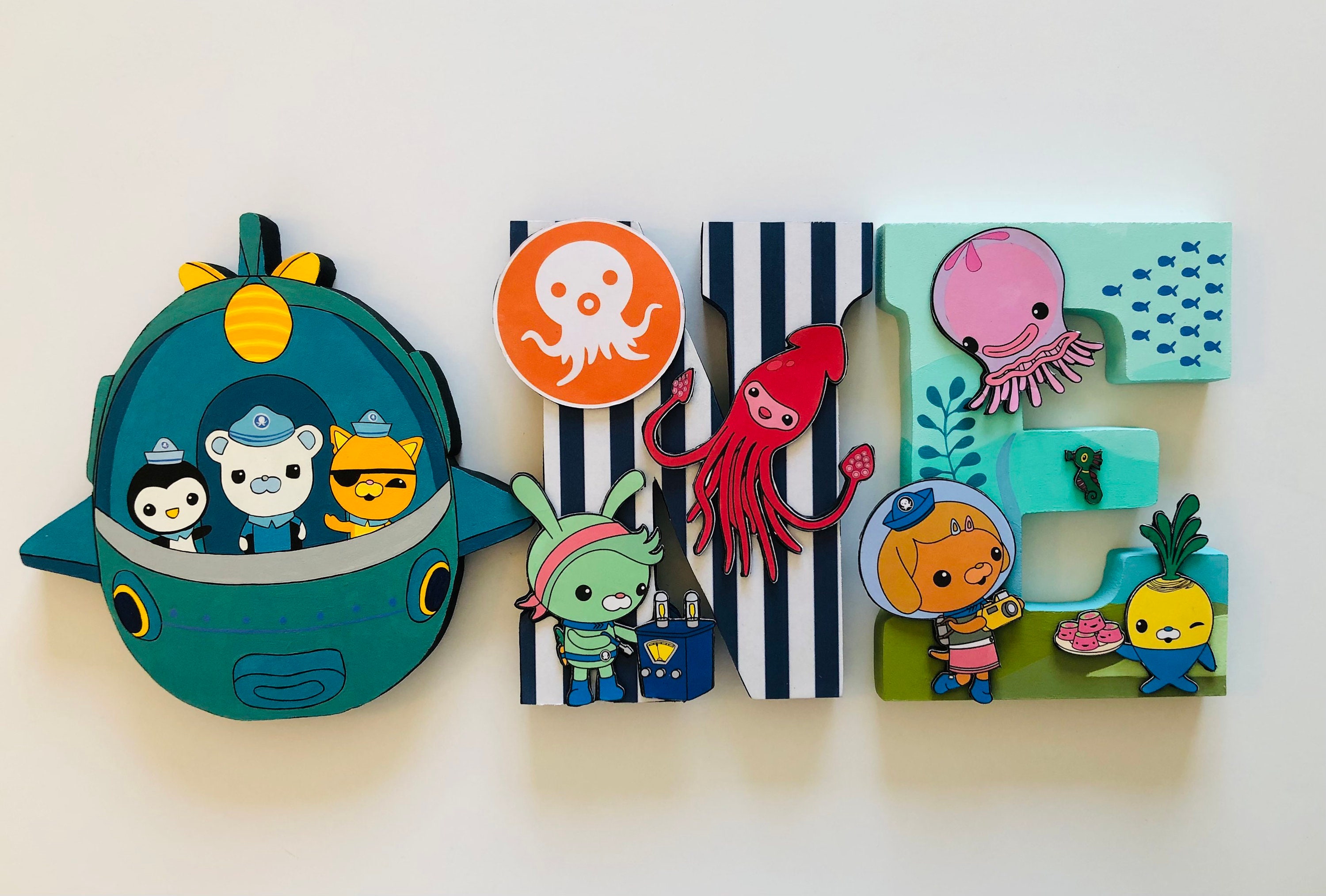 Octonauts birthday nursery wood letters custom letters | Etsy