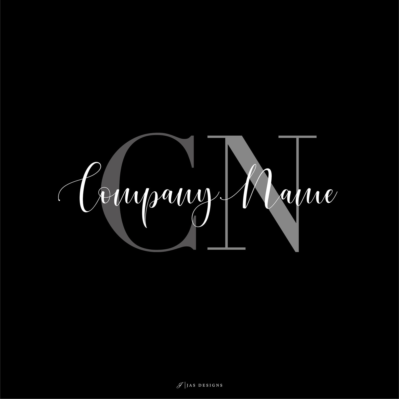 Initials With Script Text Logo Design Simple Personalised Company Logo ...