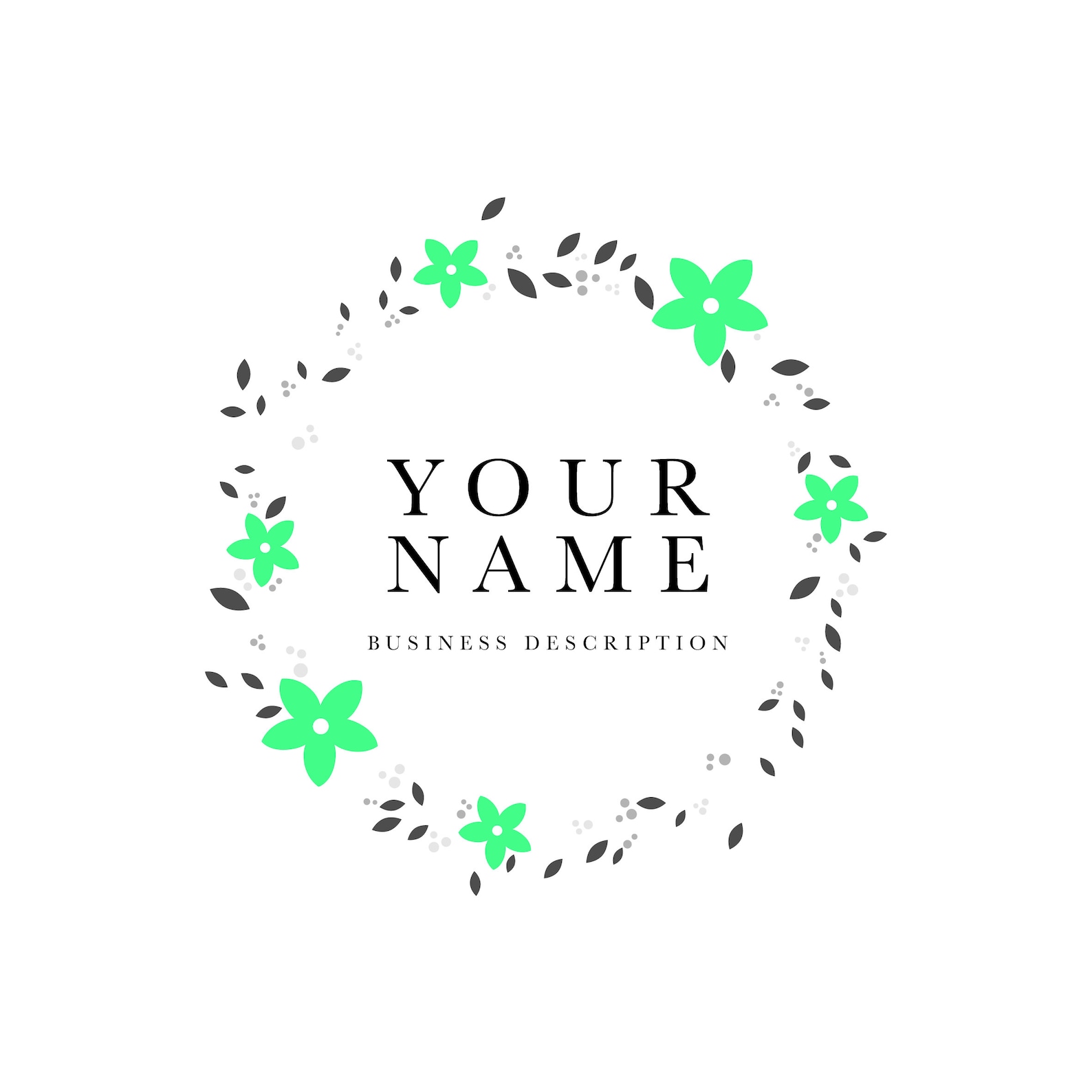 Floral Border Personalised Text Company Logo Bespoke Logo Template ...