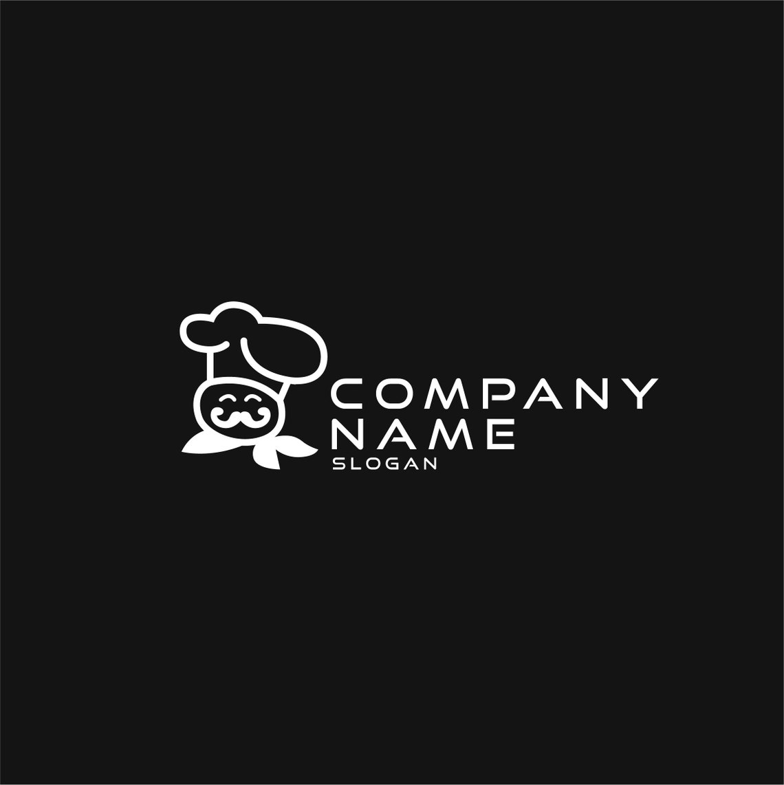 Chef Simple Outline Cook Logo & Strap-line Bespoke Logo Template Design: Business Logo, Company ...