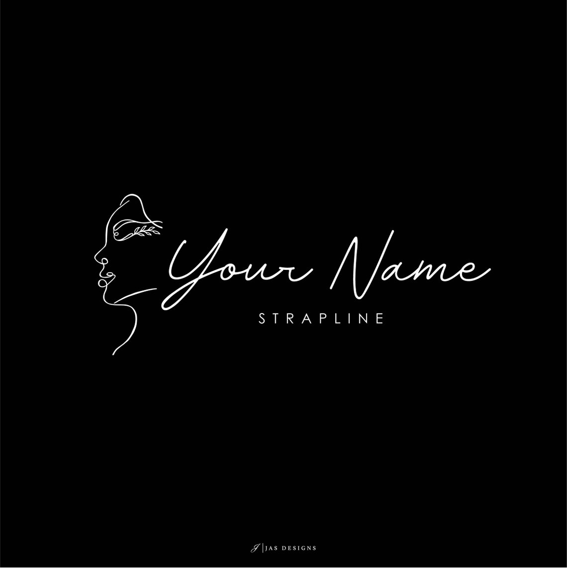 Side Face Outline Logo Design Simple Personalised Company Logo Template ...