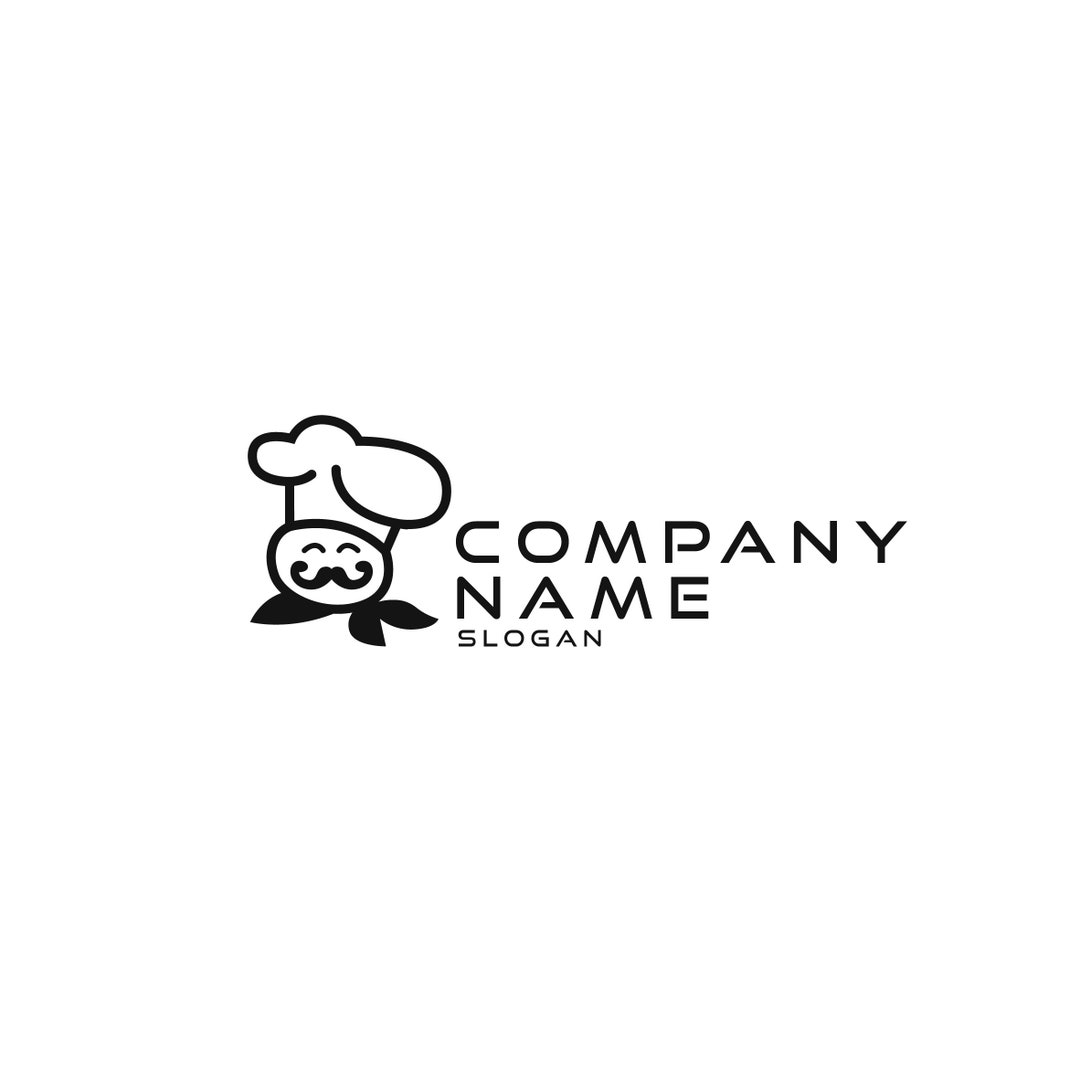 Chef Simple Outline Cook Logo & Strap-line Bespoke Logo Template Design: Business Logo, Company ...
