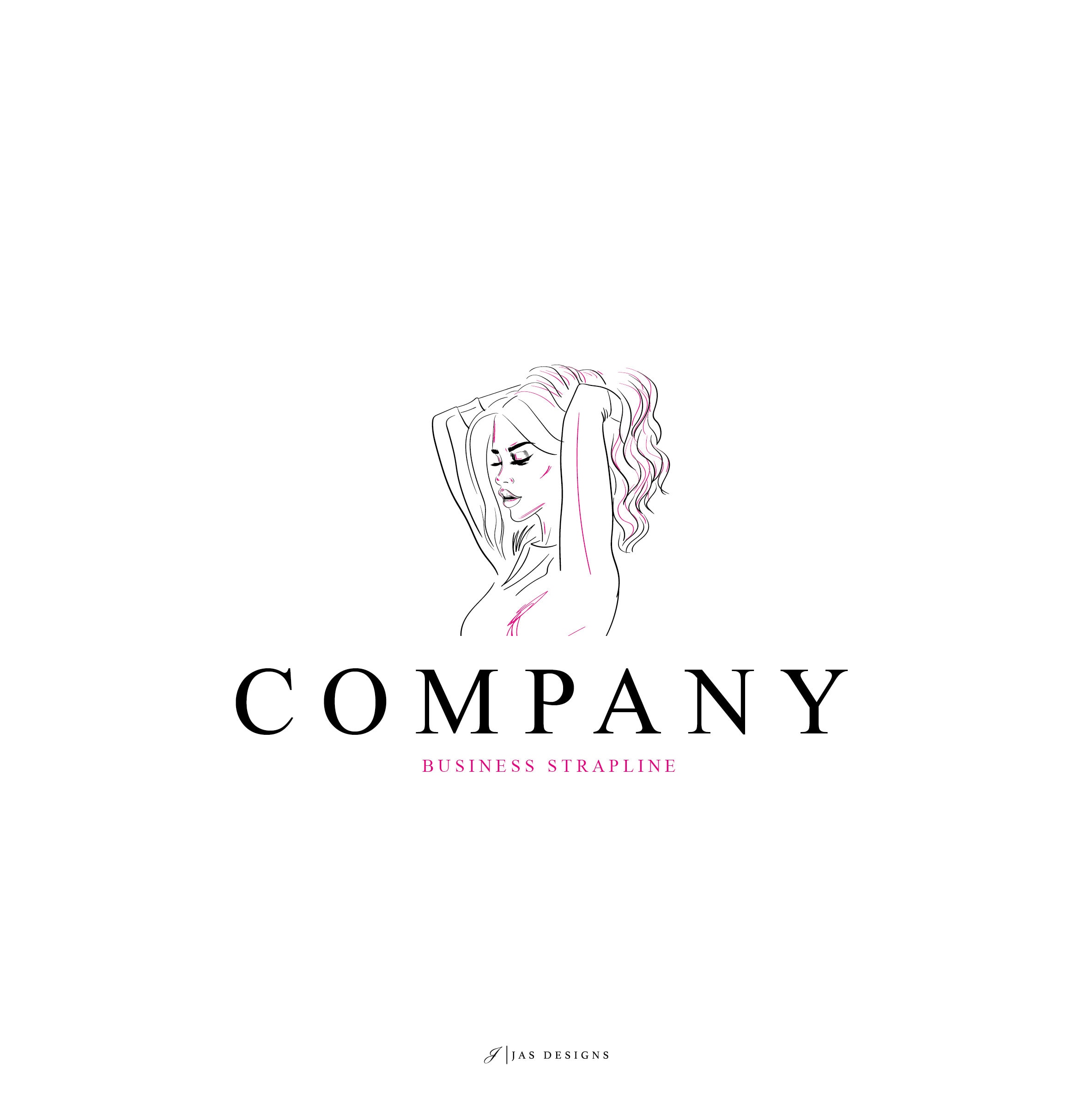 Beauty Side Face Outline Simple Personalised Company Logo Template ...
