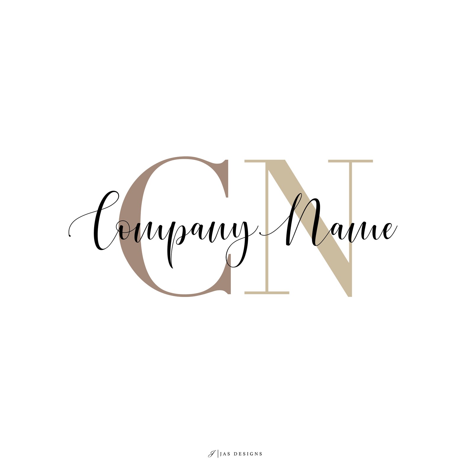 Initials With Script Text Logo Design Simple Personalised Company Logo ...