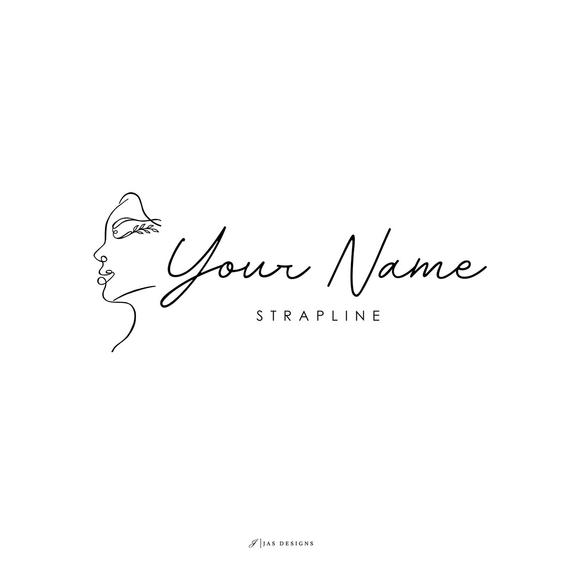 Side Face Outline Logo Design Simple Personalised Company Logo Template ...