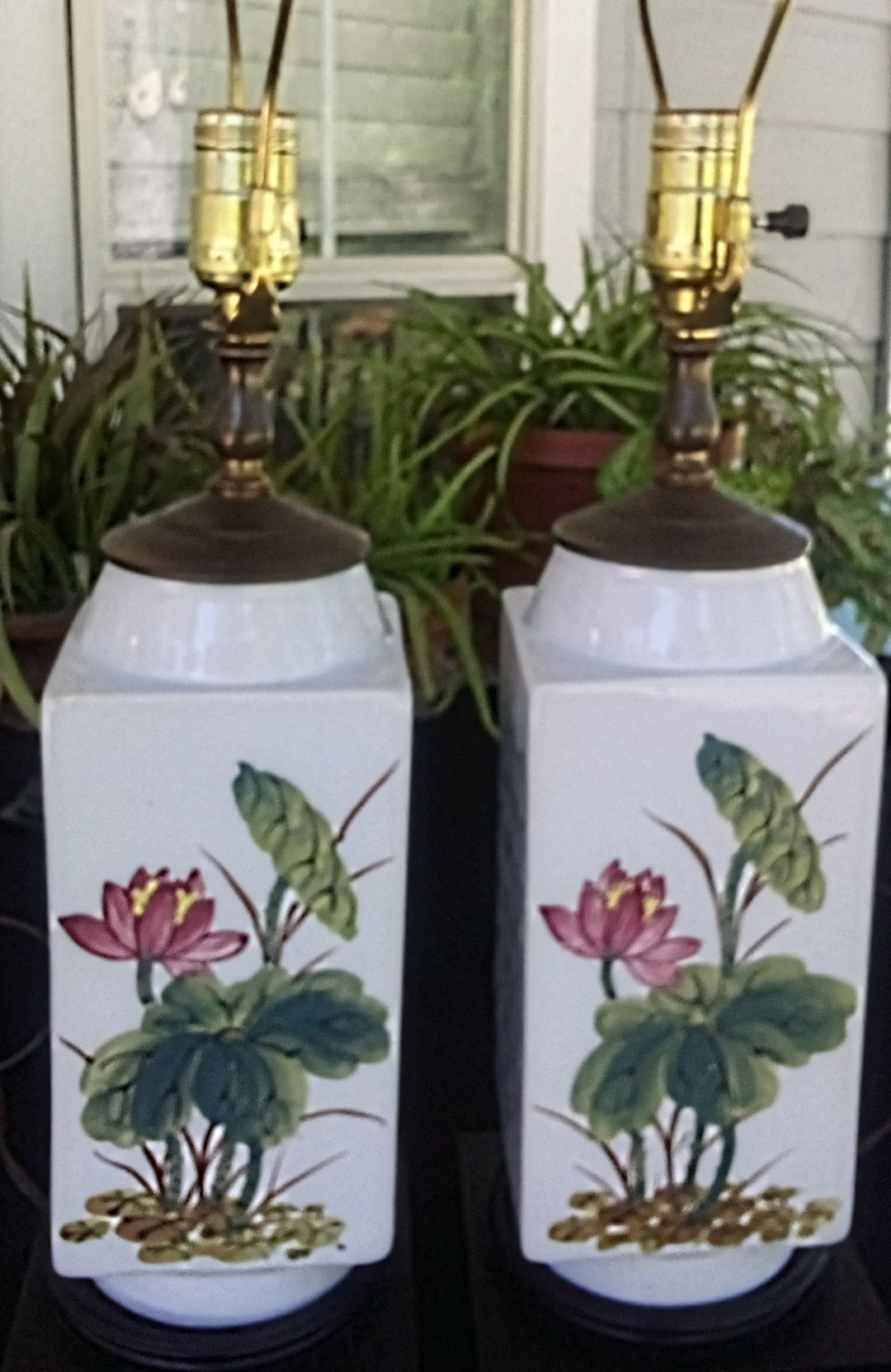 Pair of Vintage Asian Ceramic Table Lamps - Etsy