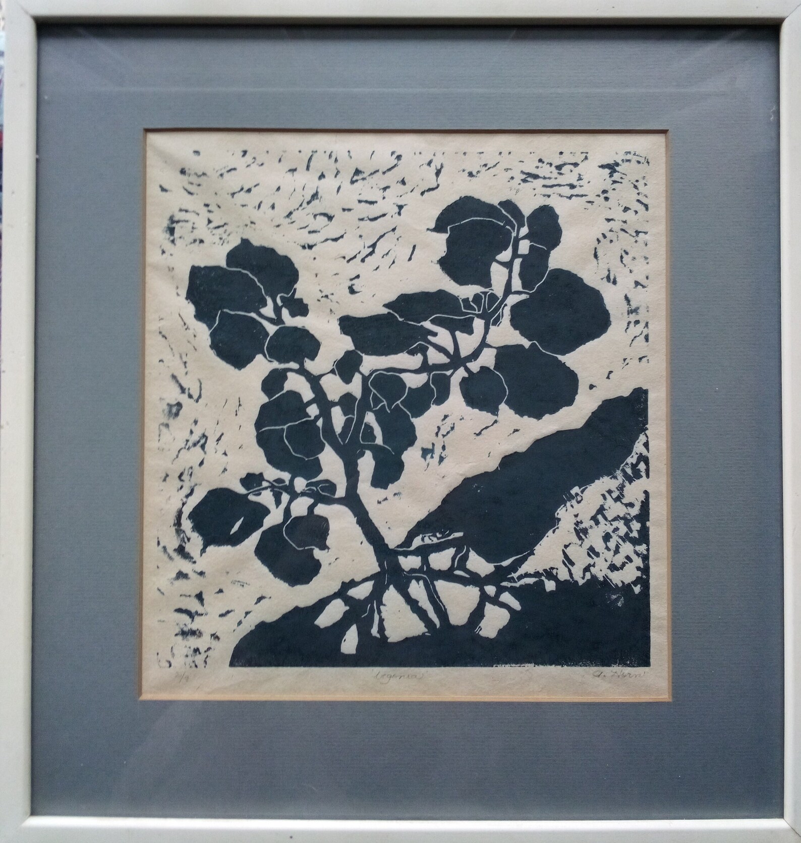 Vintage Framed Linoleum Block Print - Etsy