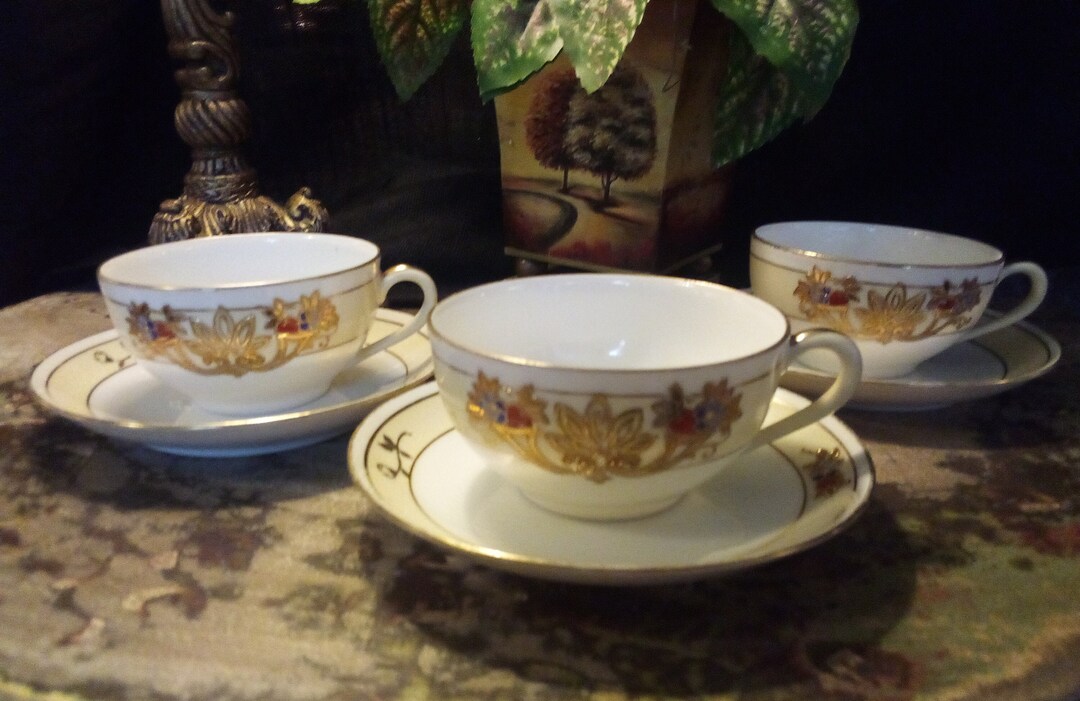 Vintage Set of Three Noritake Tea Cup and Saucer - Etsy