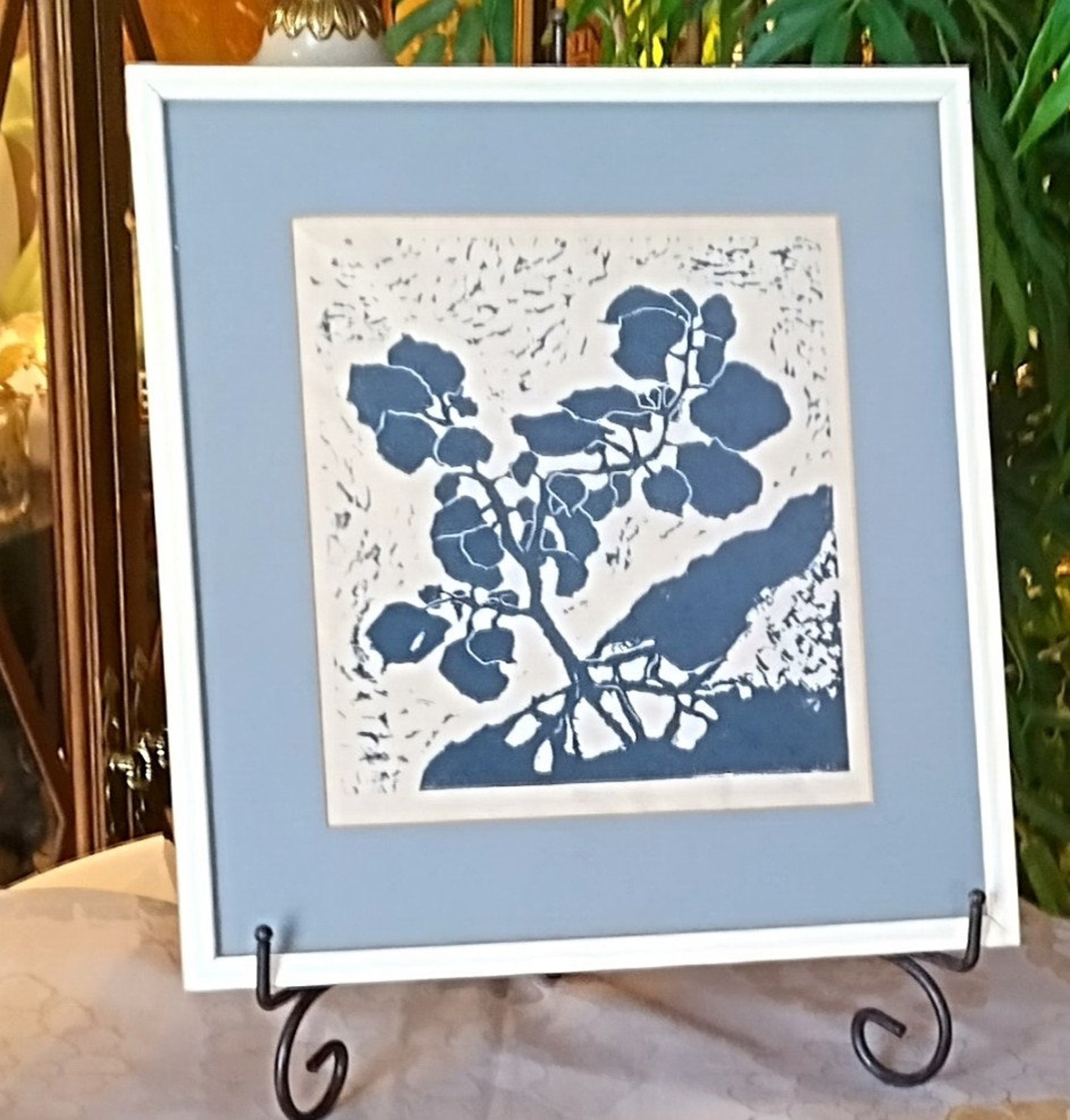 Vintage Framed Linoleum Block Print - Etsy