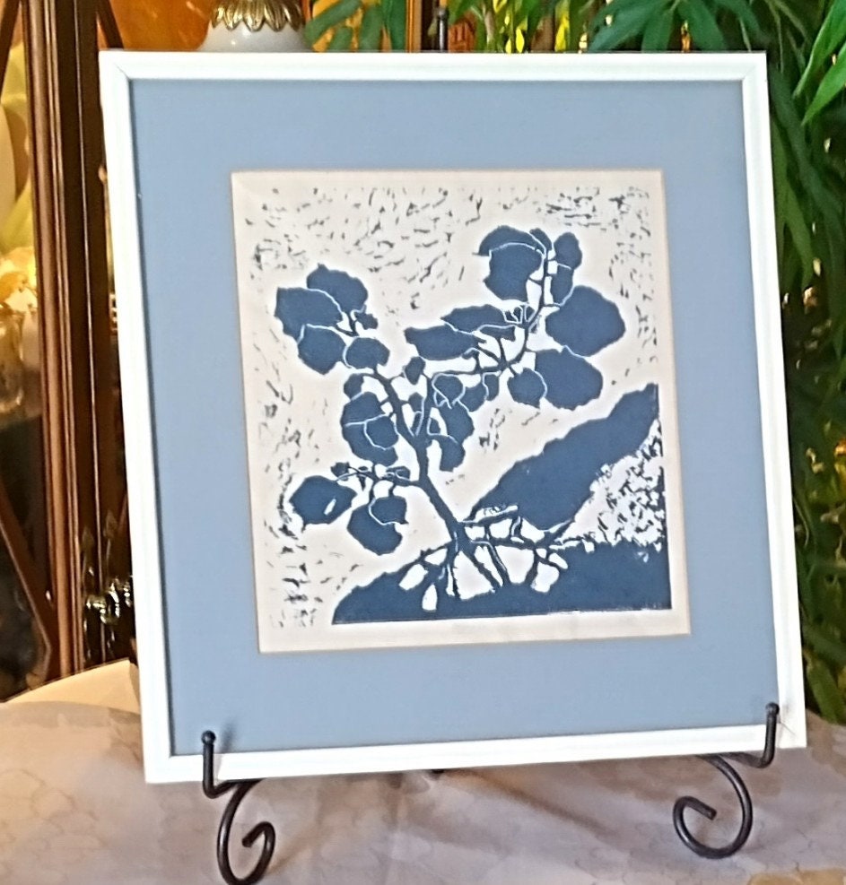 Vintage Framed Linoleum Block Print - Etsy
