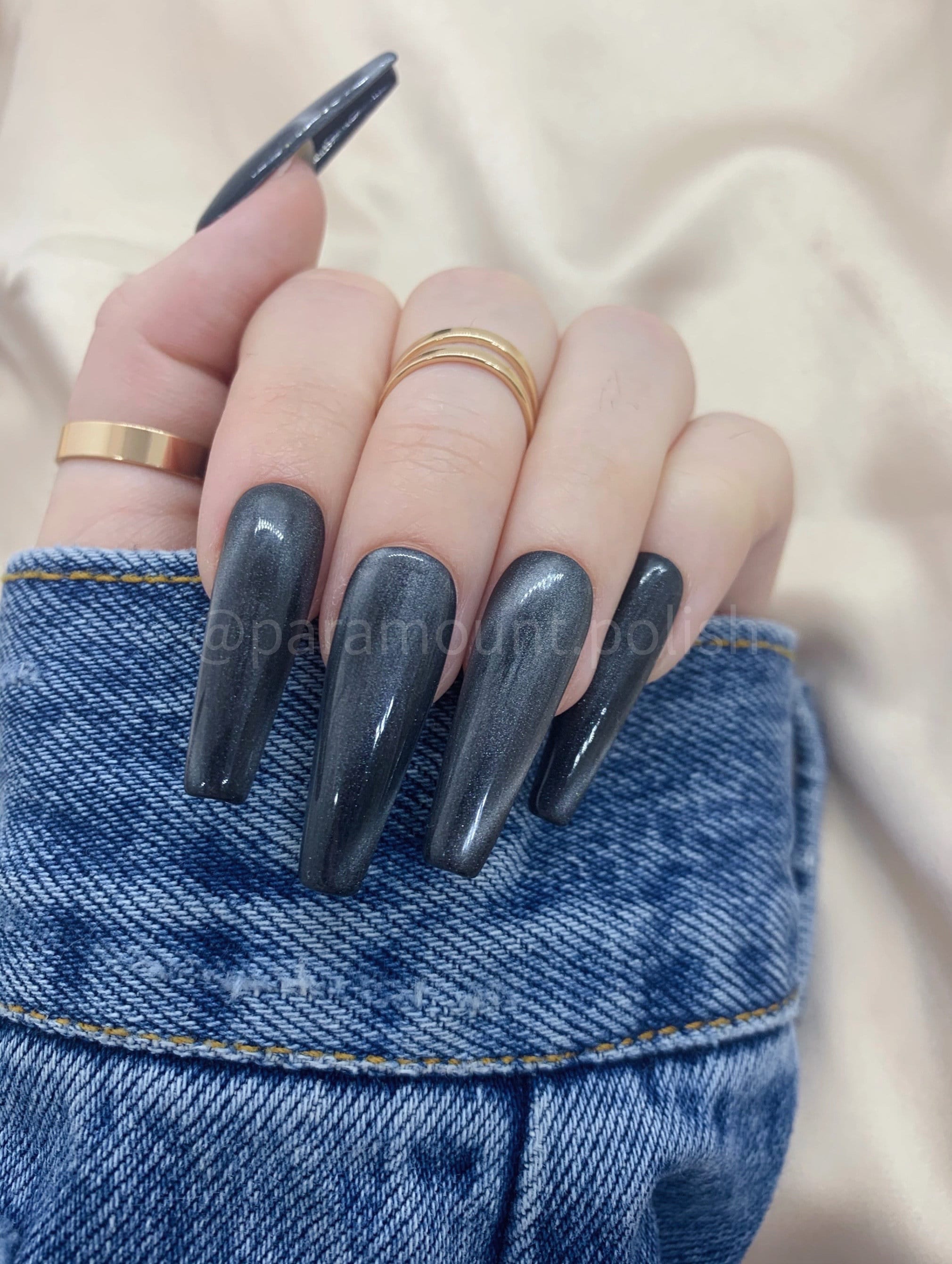 Cat Eye Chrome Set of 10 Chrome Silver Black Long Coffin | Etsy