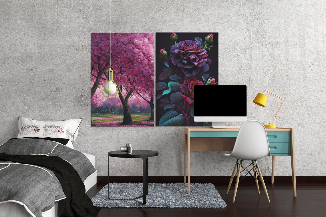 Cherry Blossom Tree Wall Art Vibrant Pink Beauty of Nature - Etsy