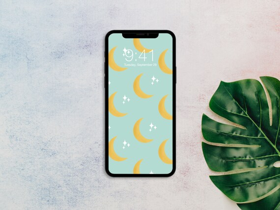 Cyan Moon Phone Wallpaper | Etsy
