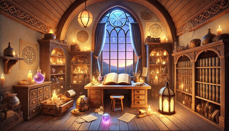 Enchanted Study: A Cozy Fantasy Vtuber Background - Etsy