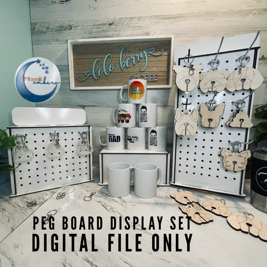 Digital FILE, Peg Board Display 3 Piece Set, 3 Size Display Cases ...